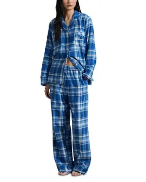 Ralph Lauren Madison Notched Collar Pajama Set - Lake Plaid