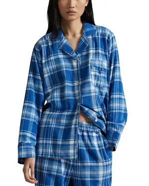 Polo Ralph Lauren Madison Notched Collar Pajama Set - Lake Plaid
