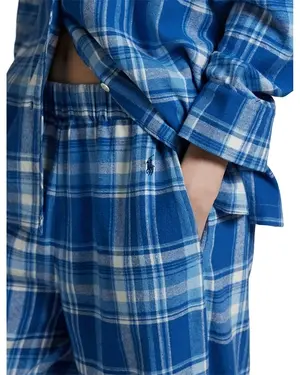Polo Ralph Lauren Madison Notched Collar Pajama Set - Lake Plaid