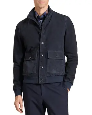 Ted Baker London Weir Suede Bomber Jacket - Navy