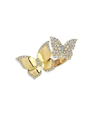 Piranesi 18k Yellow Double Butterfly Diamond Ring 0.95 Tcw - Gold