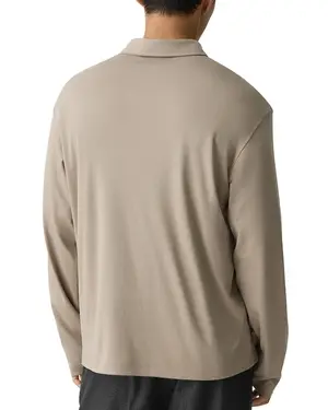 Theory Relaxed Long Sleeve City Interlock Polo Shirt - Feather