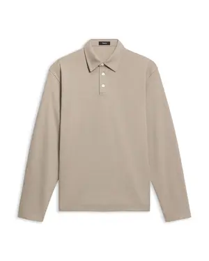 Theory Relaxed Long Sleeve City Interlock Polo Shirt - Feather