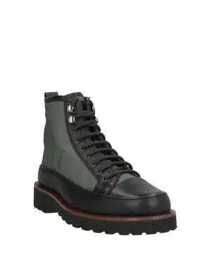 Bally Leather And Textile Combat Ankle Boots - Green