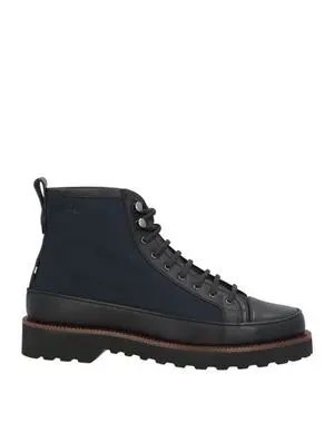 Bally Leather And Textile Combat Ankle Boots Navy