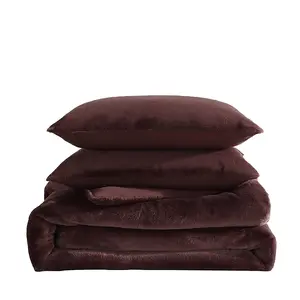 Vera Wang Vera Want Signature Solid Faux Fur 3 Piece Comforter Set, King - Dark Red