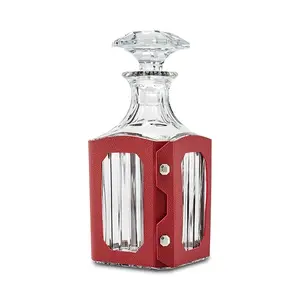 THE MARTHA, BY BACCARAT Octogone Decanter Leather Case - Red