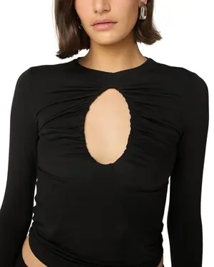 THE LINE BY K Demi Keyhole Top - Black