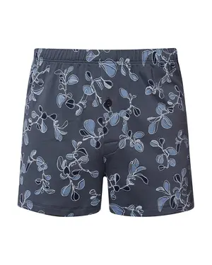 Hanro Printed Cotton Boxers - Aqua Ink