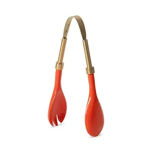 LULU POWERS Brass Finish Tongs - Tomato