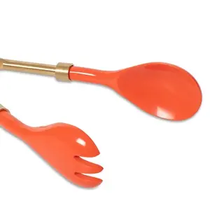 LULU POWERS Brass Finish Tongs - Tomato