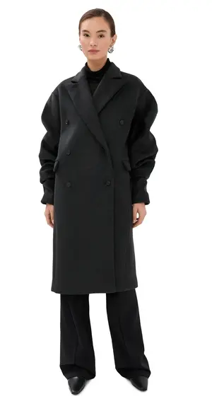 Bite Studios Pleated Sleeve Wool Coat