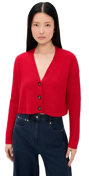 LE BOP Florence Wool Cardigan - Crimson