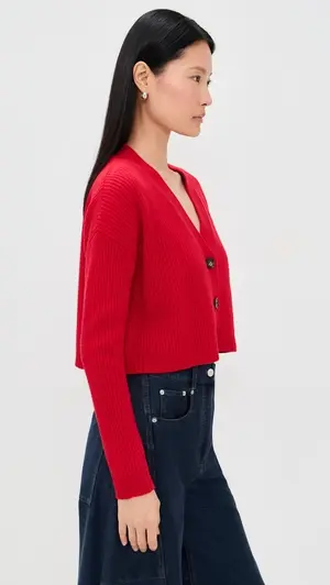 LE BOP Florence Wool Cardigan - Crimson