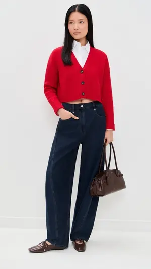 LE BOP Florence Wool Cardigan - Crimson