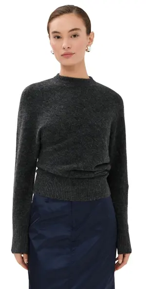 Proenza Schouler Abie Top In Clean Boiled Wool - Dark Grey