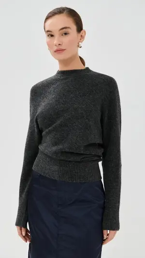 Proenza Schouler Abie Top In Clean Boiled Wool - Dark Grey