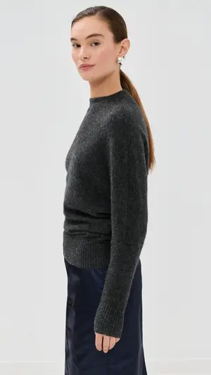Proenza Schouler Abie Top In Clean Boiled Wool - Dark Grey