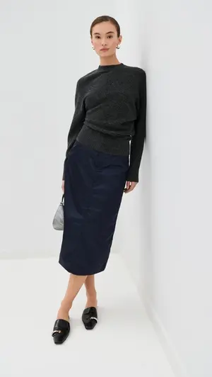 Proenza Schouler Abie Top In Clean Boiled Wool - Dark Grey