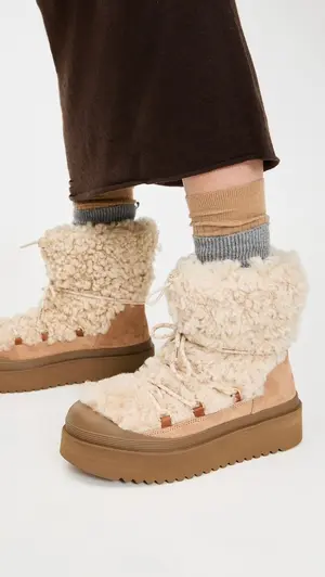 Tory Burch Mellow Shearling Lace Up Boots