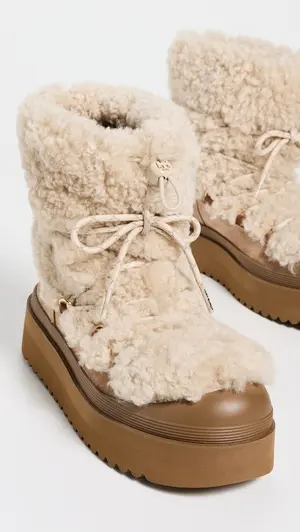 Tory Burch Mellow Shearling Lace Up Boots
