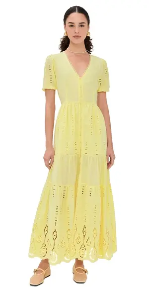 Playa Lucila Eyelet Maxi Dress With Crochet Lace Detailing