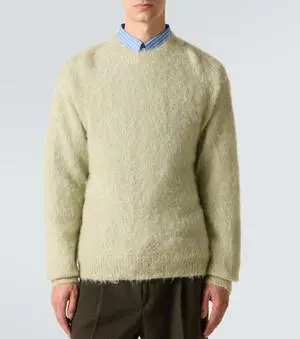 Auralee Mohair And Wool Crewneck Sweater - Green