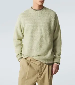 Auralee Mohair And Wool Crewneck Sweater - Green