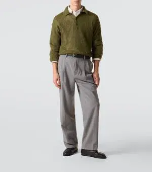 Auralee Mohair And Wool Polo Sweater - Green
