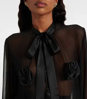 Dolce & Gabbana Floral-appliqué Silk Blouse