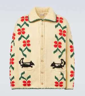 BODE Pirate Ship Virgin Wool Cardigan - Beige
