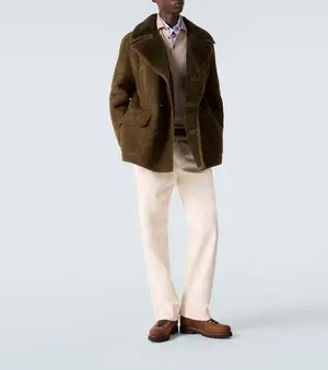 Ralph Lauren Purple Label Shearling-trimmed Double-breasted Suede Jacket