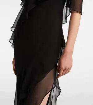 THE SEI Ruffled Silk Chiffon Maxi Dress