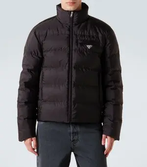 Prada Logo Quilted Down Jacket - Black