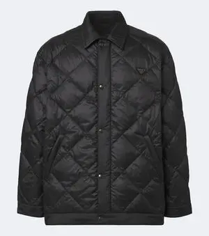 Prada Logo Quilted Down Jacket - Black