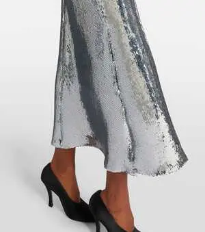 David Koma Gathered Sequined Midi Dress