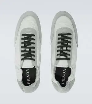 Prada Collapse Re-nylon And Suede Sneakers - Grey