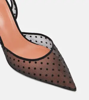 Amina Muaddi Holli 70 Point D'esprit Slingback Pumps - Black