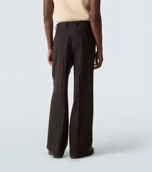 Dries Van Noten Wool Flannel Wide-leg Pants - Brown