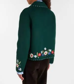 Rixo Jude Embroidered Wool-blend Jacket - Green