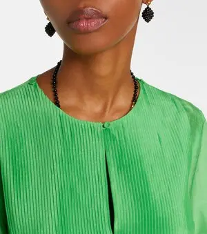 Tory Burch Pleated Linen And Silk Kaftan - Green