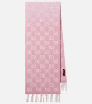 Gucci Gg Alpaca And Wool-blend Scarf - Pink