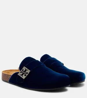 Tory Burch Mellow Embellished Velvet Mules - Blue