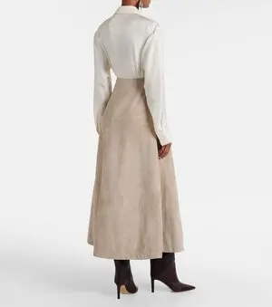 Altuzarra Varda Maxi Suede Skirt - Beige