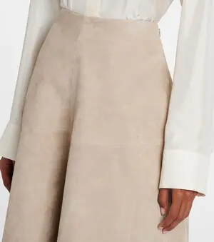 Altuzarra Varda Maxi Suede Skirt - Beige