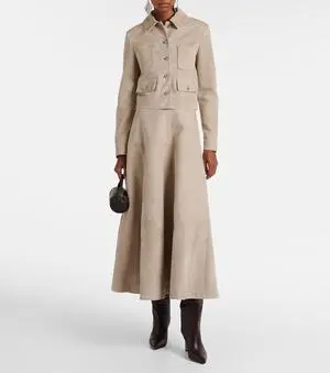 Altuzarra Varda Maxi Suede Skirt - Beige