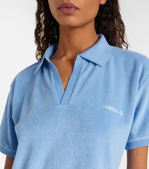 Hunza G Logo Cotton Terry Polo Shirt - Blue