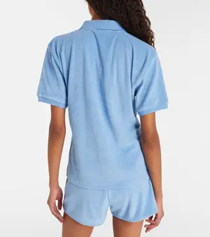 Hunza G Logo Cotton Terry Polo Shirt - Blue