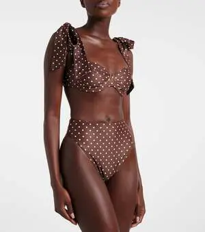 SAME Polka-dot Bikini Top - Brown