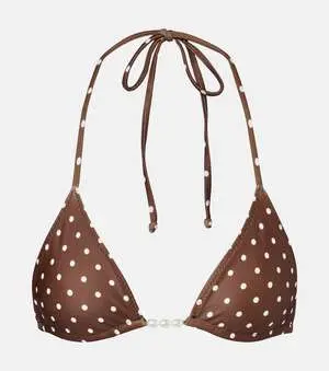 SAME Beaded Polka-dot Bikini Top - Brown